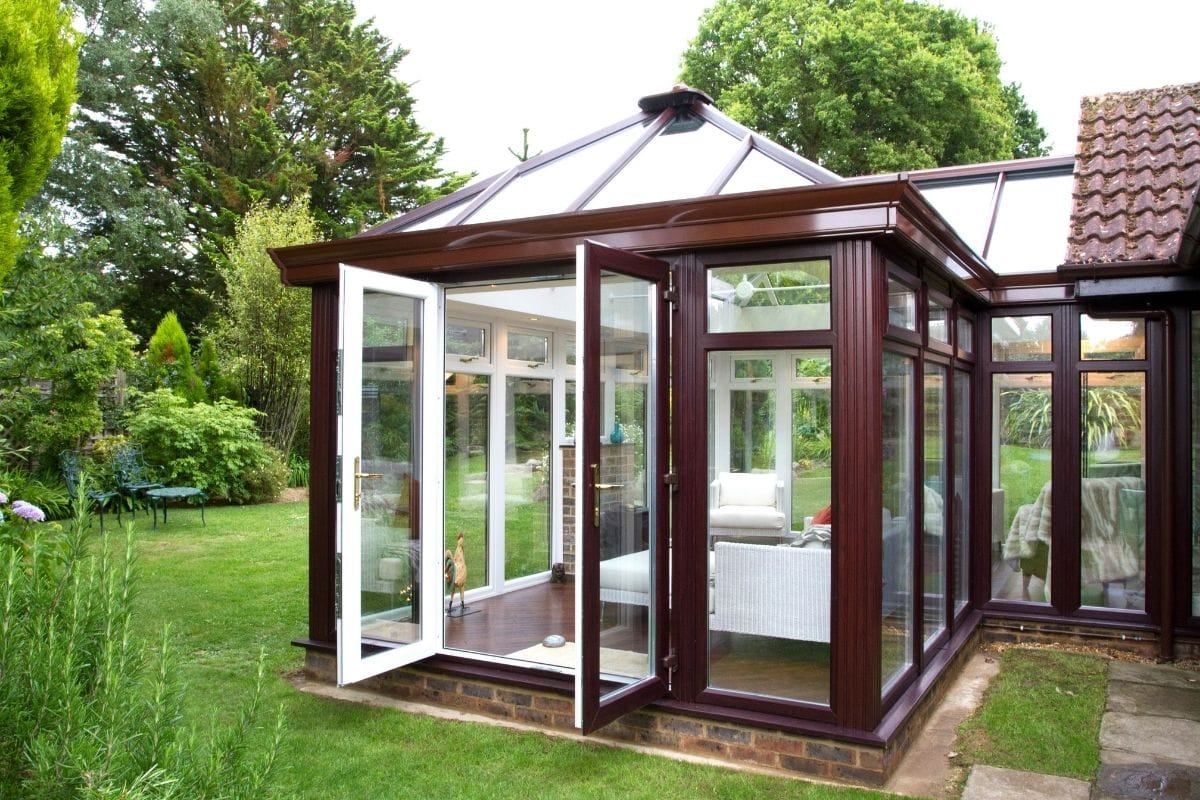 Large L-shaped uPVC orangery extension: Client Study - Room Outside ...
